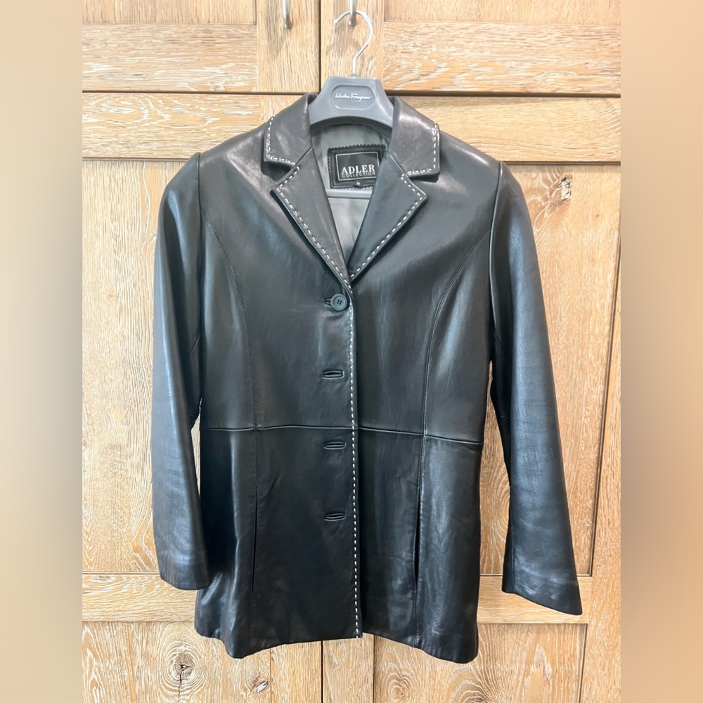 Adler Collection Black Leather Jacket - Size Medium - Gem
